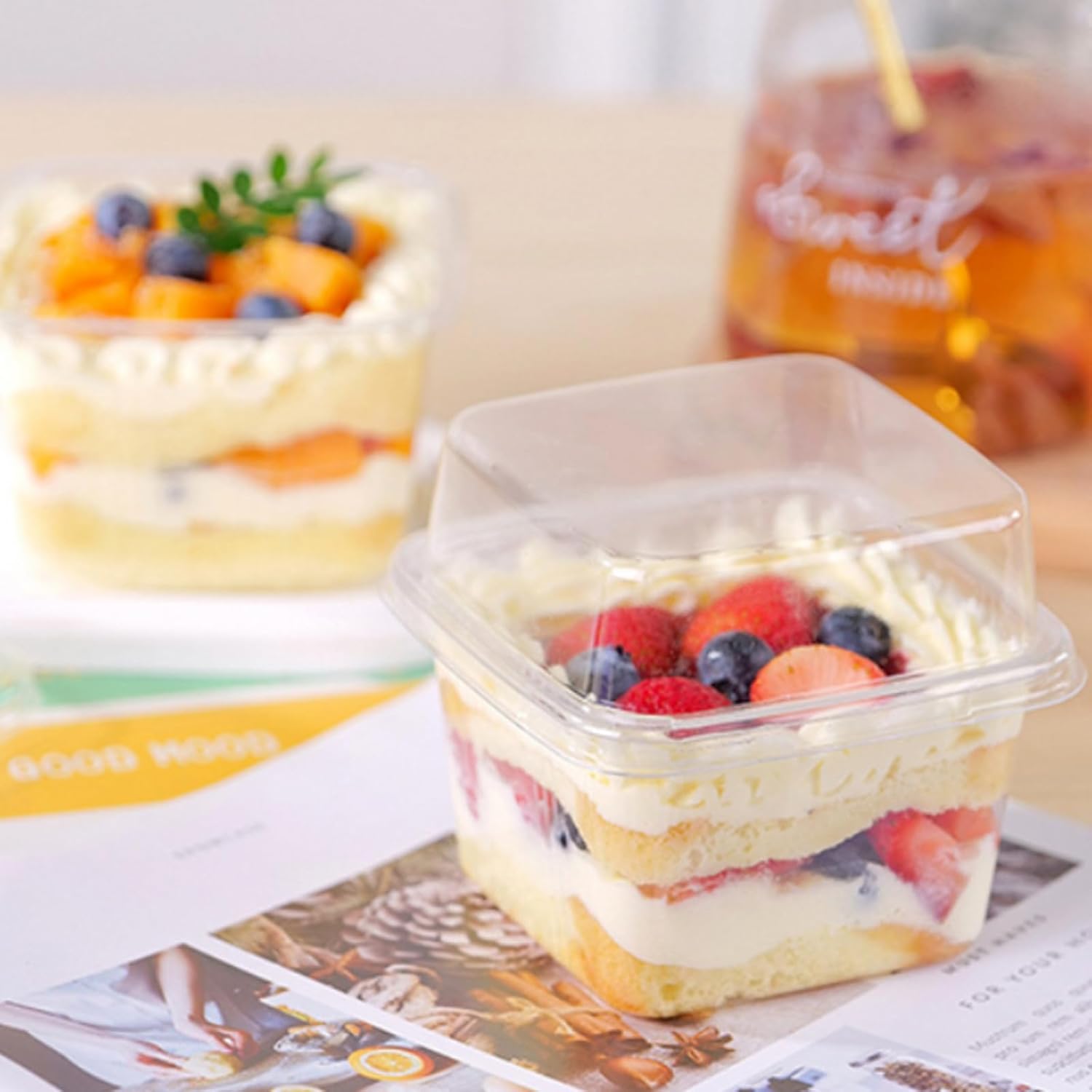 Amazon.com | 10 oz Square Dessert Cups with Lids,50 Pack Mini Plastic ...