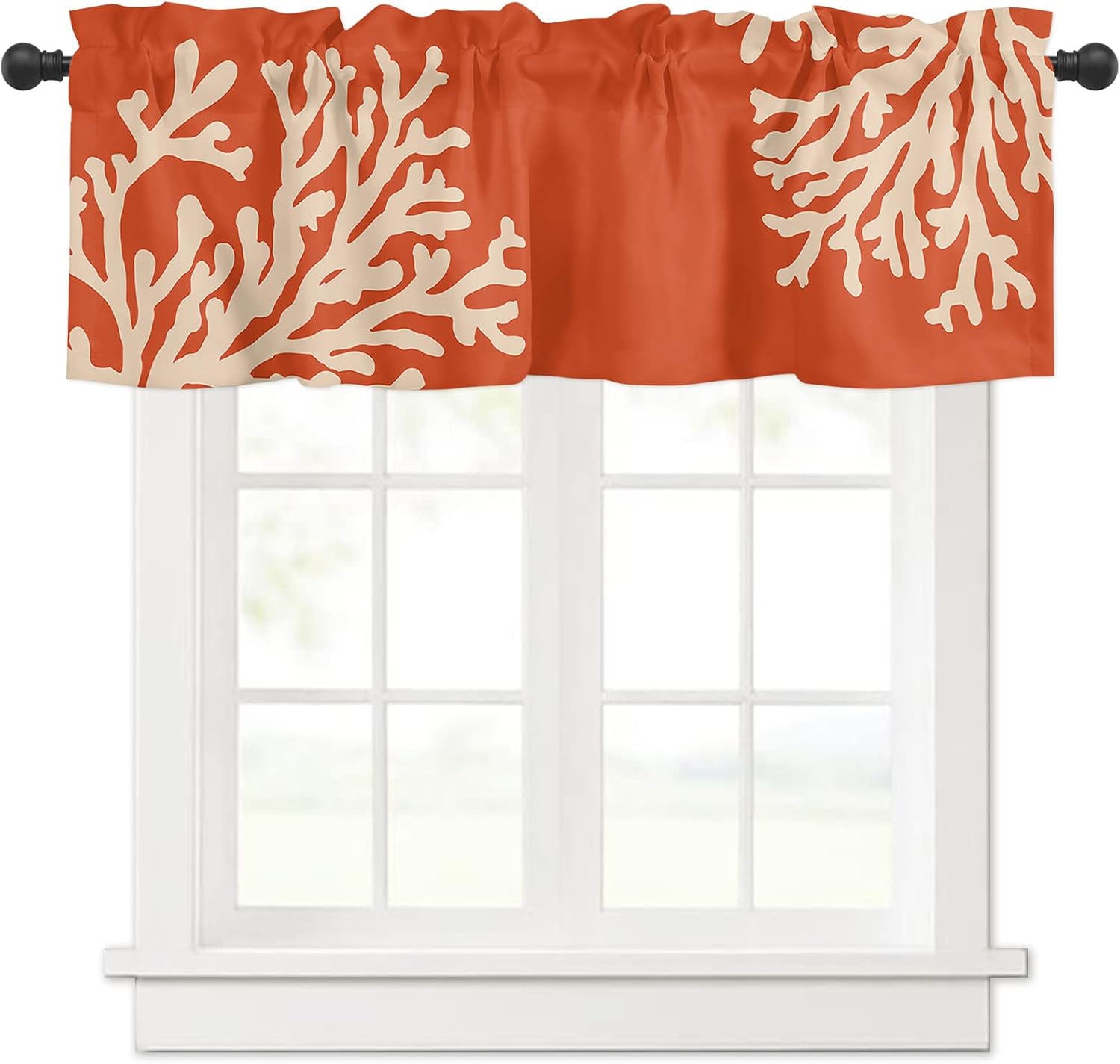 Amazon.com: TrusYu Coastal Ocean Coral Valances for Windows, Art Coral ...