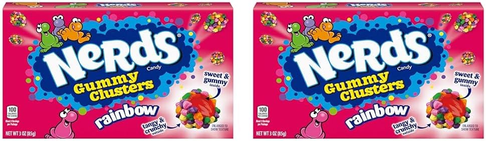 Amazon.com : Nerds Gummy Clusters Candy, Rainbow, 3 Ounce Movie Theater ...