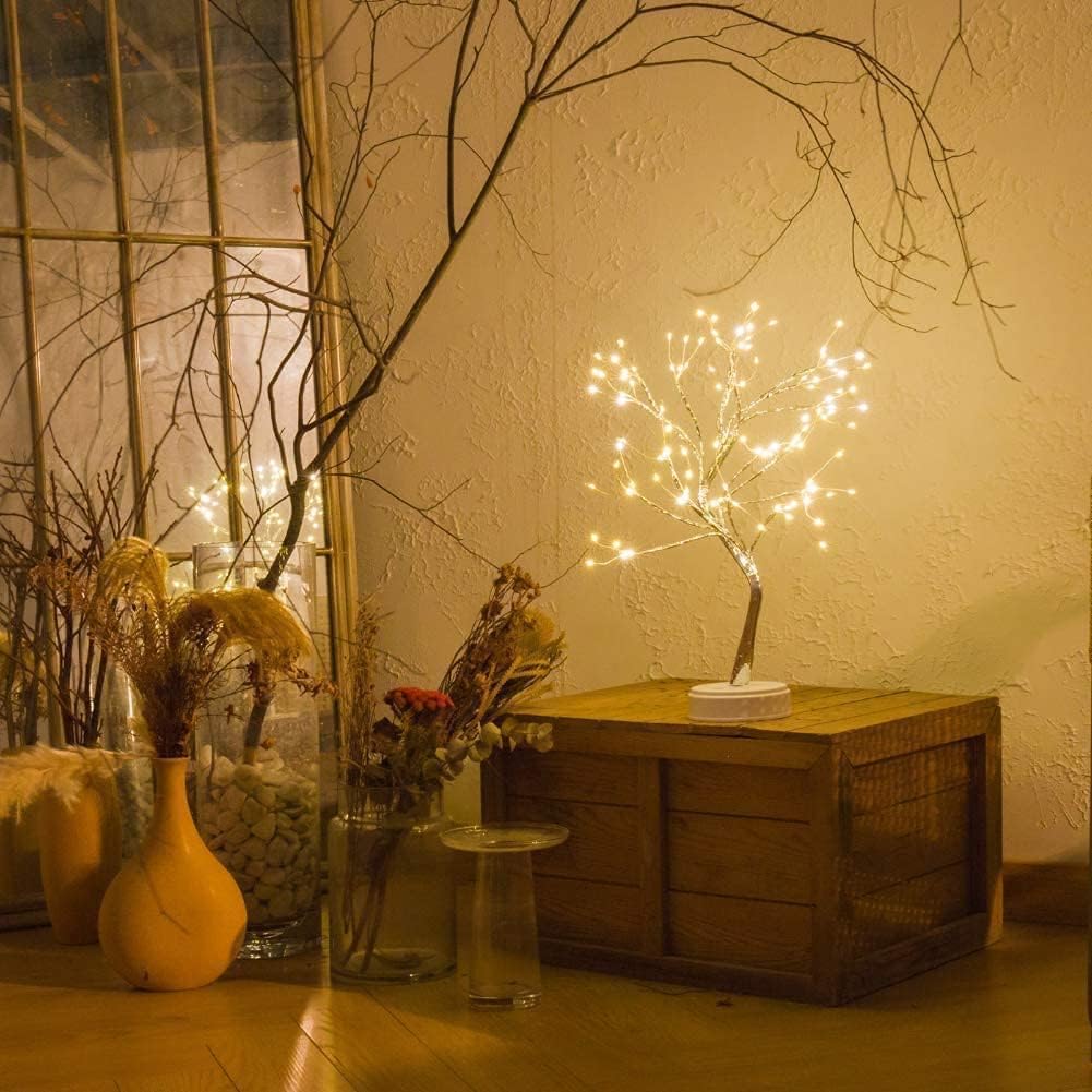 Tree Light,Table Top Fairy Tree Light Battery & USB Powered,Lighted ...