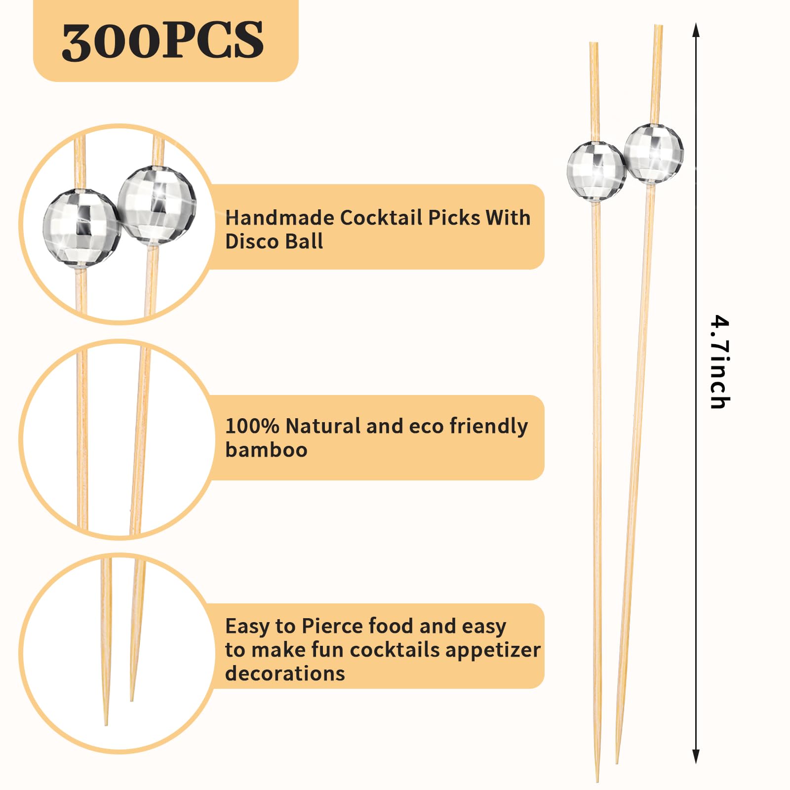 Snapklik.com : Hushee 300 Pcs Christmas Cocktail Picks Disco Ball ...