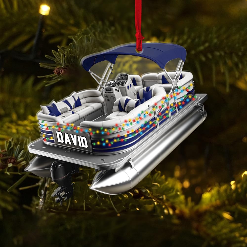 Amazon.com: Personalized Pontoon Boat Acrylic Ornament, Custom Shaped ...