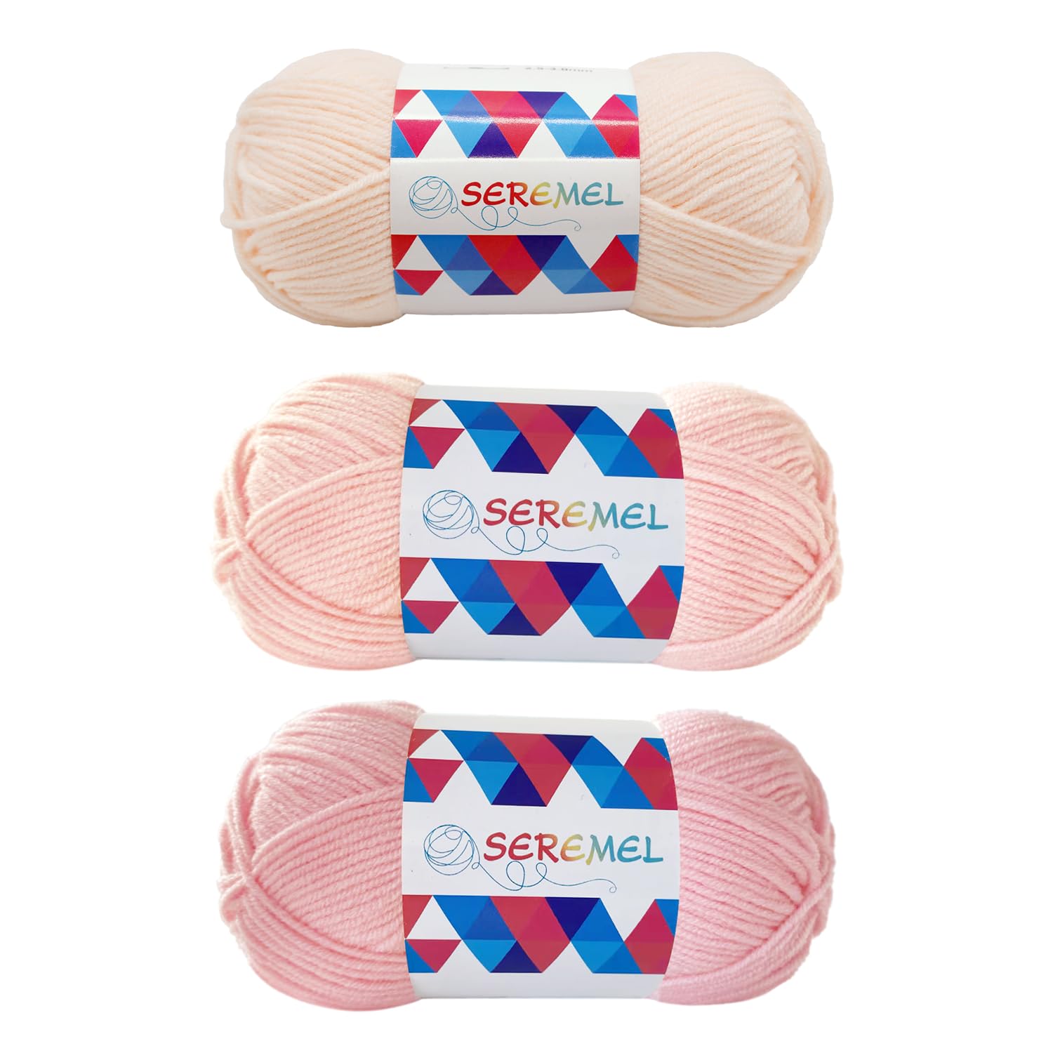 Amazon.com: seremel 3-Color Acrylic Yarn Set,3 Pack of 1.76OZ 142yds ...