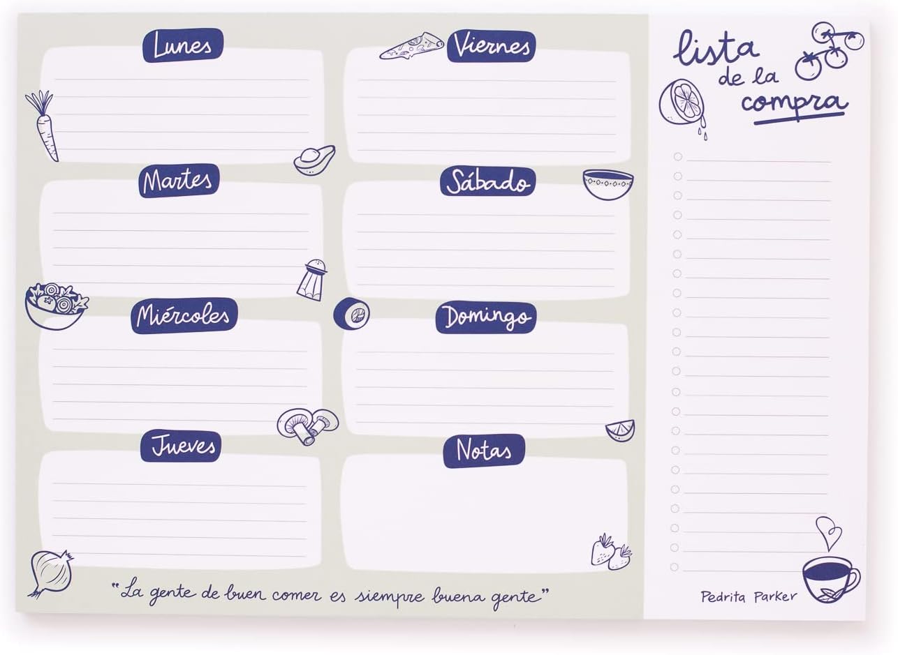 Planificador de comidas - Organizador semanal de comidas y Lista de la ...