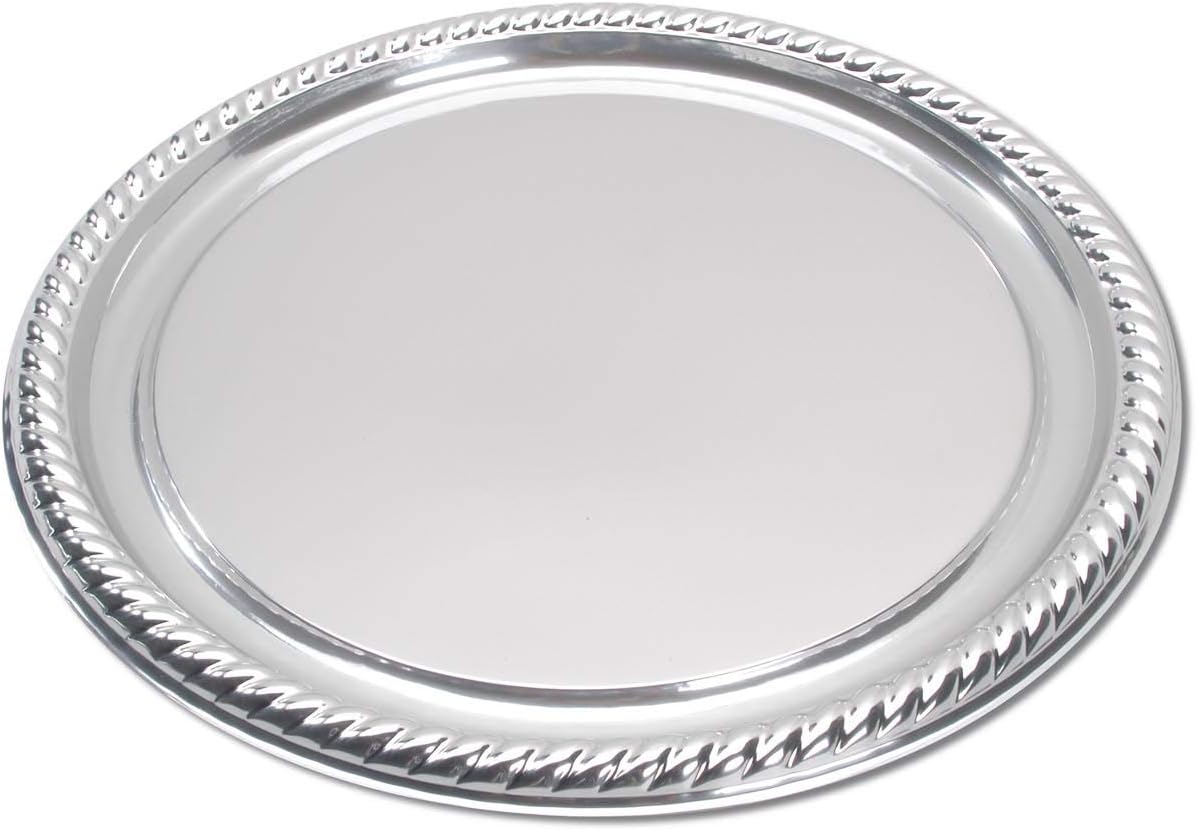 Amazon.com: SABERT INC. 416R18 16" Europa Plastic Party Tray, Silver ...