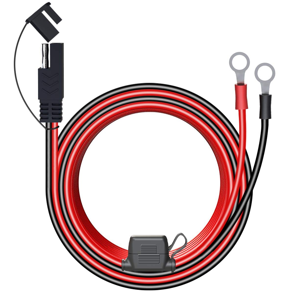 LEICESTERCN 6FT 12V Ring Terminal SAE to O Ring Connecters Extension ...