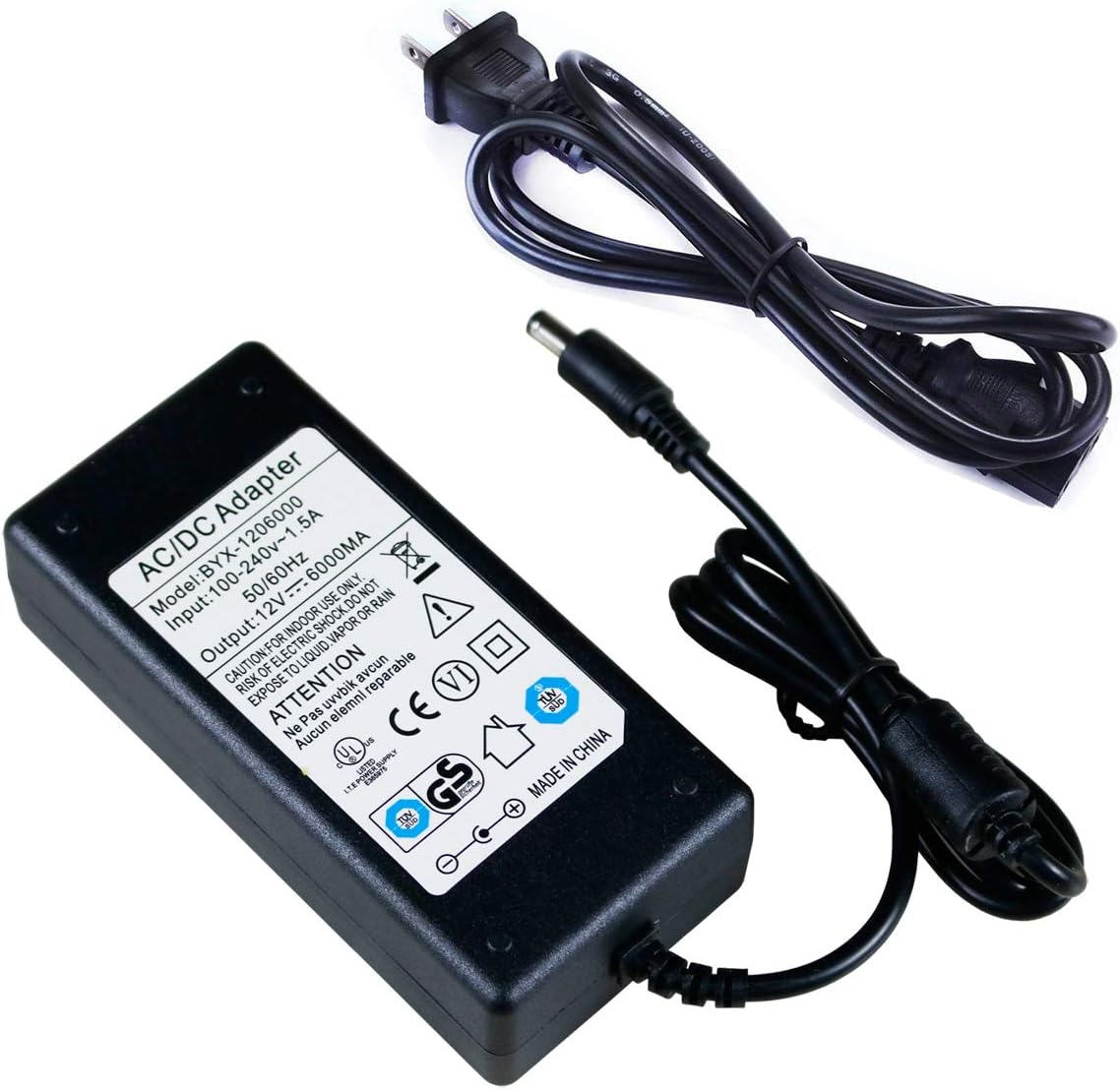Amazon.com: SPARKE 100-240V AC to 12V 6A 72W 5.5x2.1mm DC Output Power ...