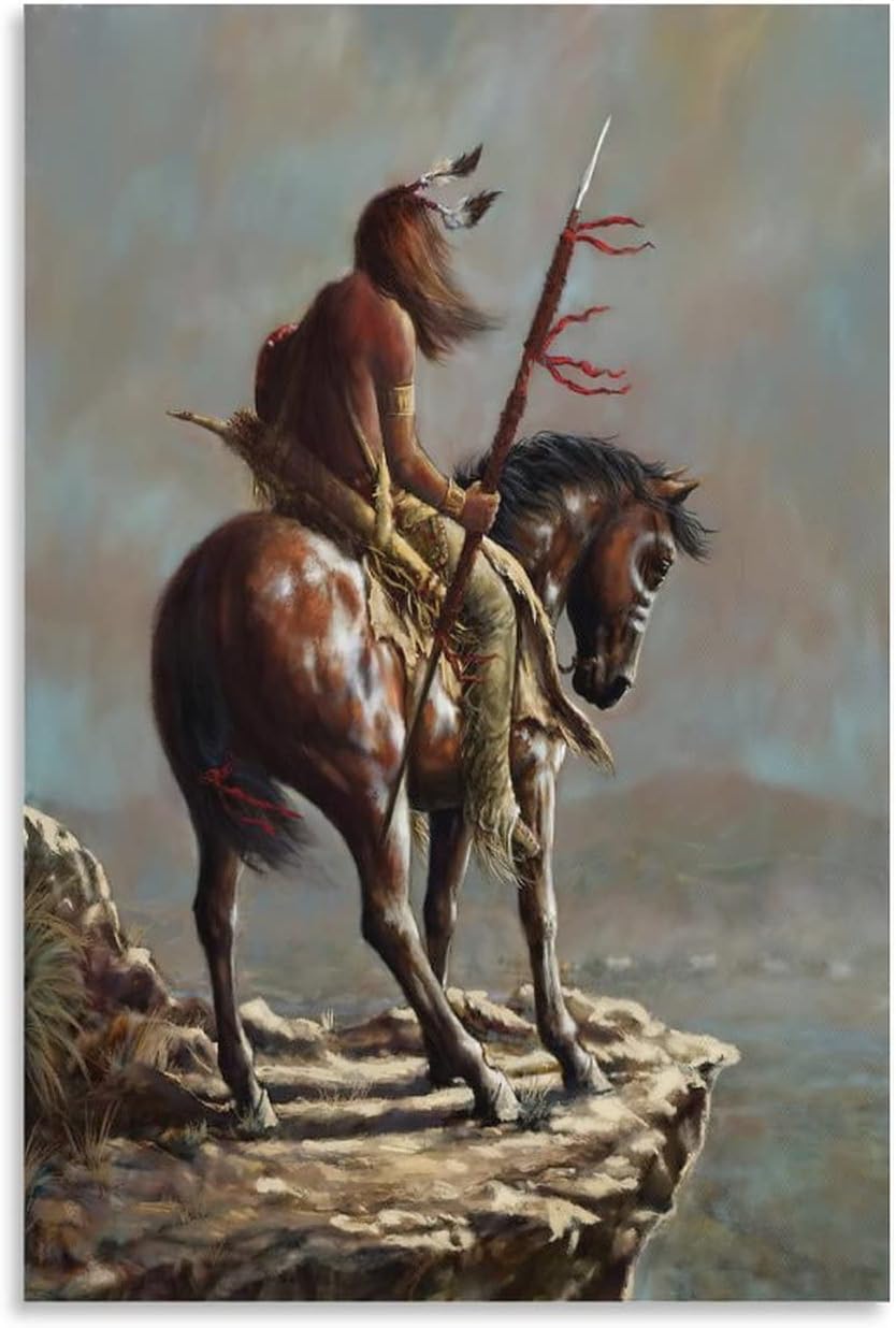 Amazon.com: Native American War Horse Painting Poster Canvas Art Poster ...