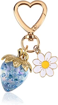 Wikavanli Cute Strawberry Keychain,Bag Charms,Kawaii Heart Flower Daisy ...