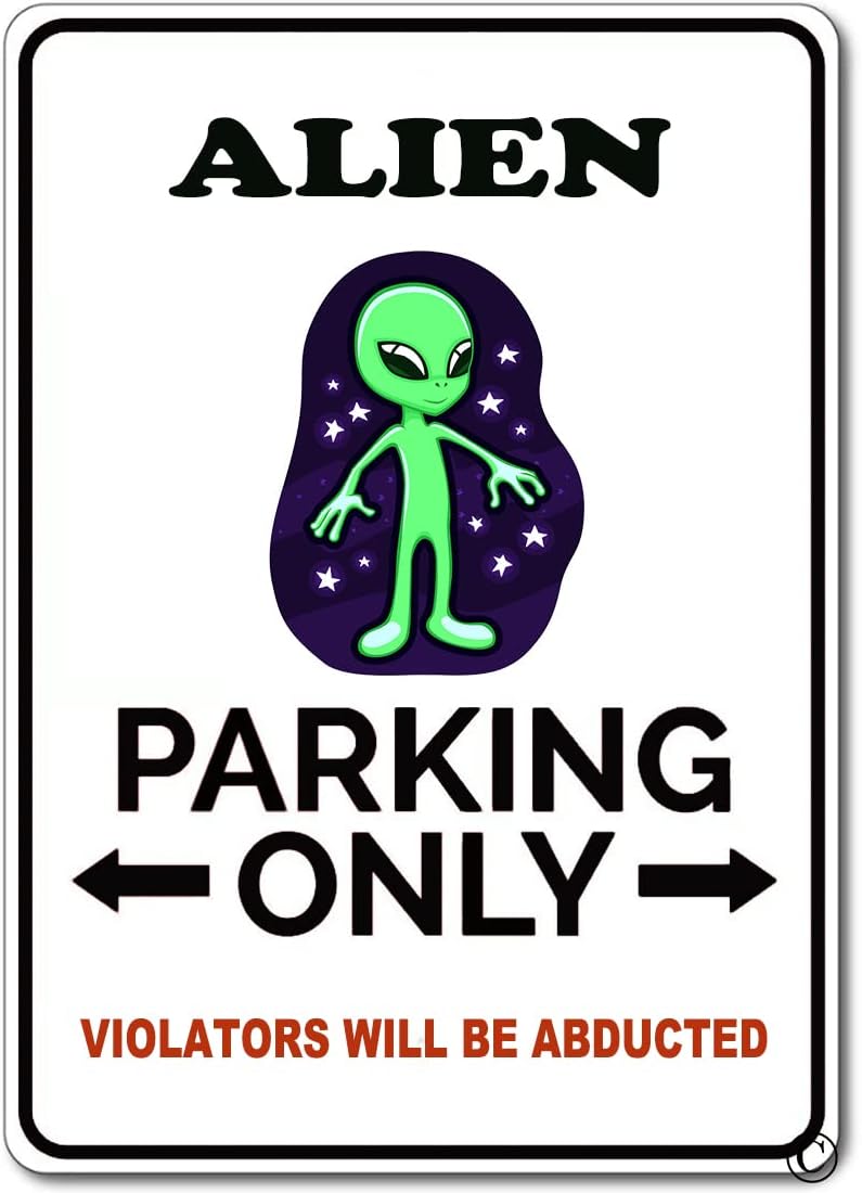 Amazon.com: Alien Novelty Sign Parking Space Aliens Ufo Gift Metal Sign ...
