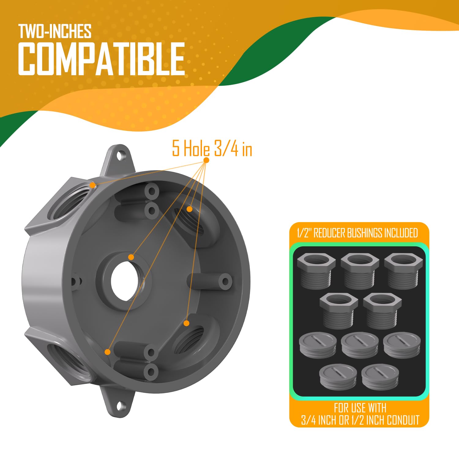 Snapklik.com : 5 Hole 1/2-Inch Or 3/4-Inch Weatherproof Round ...