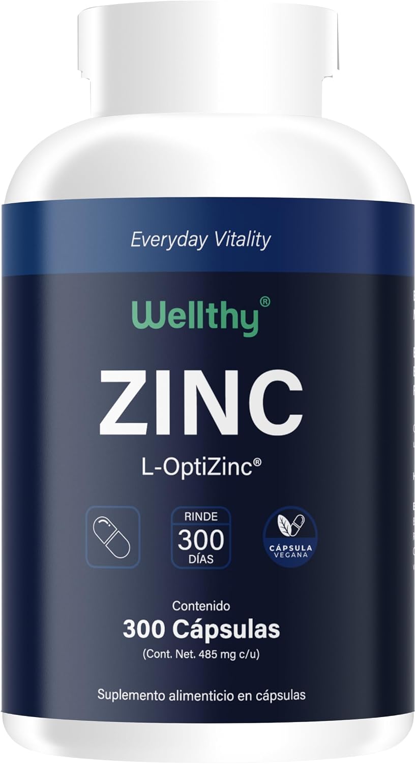 Wellthy Zinc Premium 300 Cápsulas. Hecho con L-Optizinc, fórmula de ...