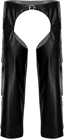 Amazon.com: ACSUSS Mens Faux Leather Crotchless Chaps with Fringed ...