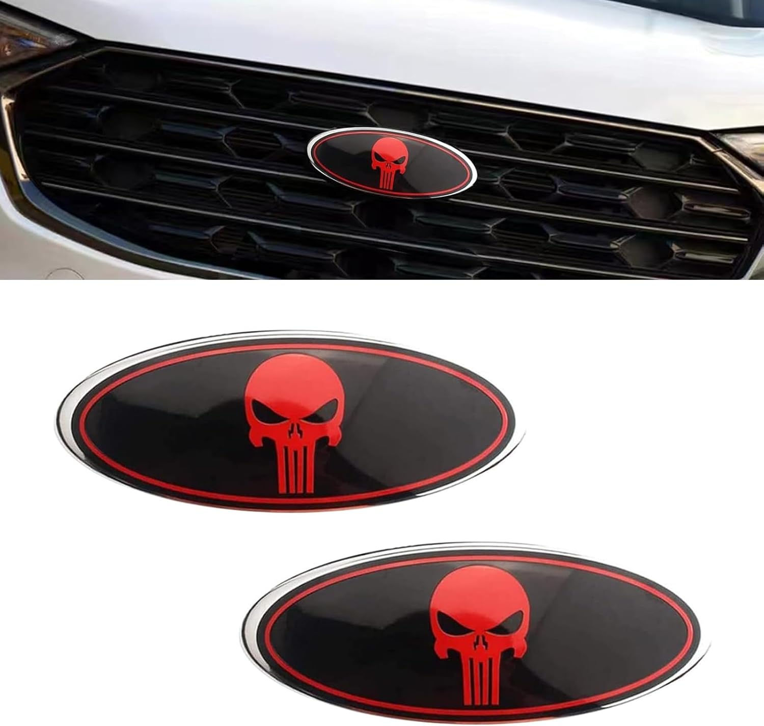 UGSHY Pack of 2 Front Grille Emblem, Central Mesh Cover Label, Rear ...