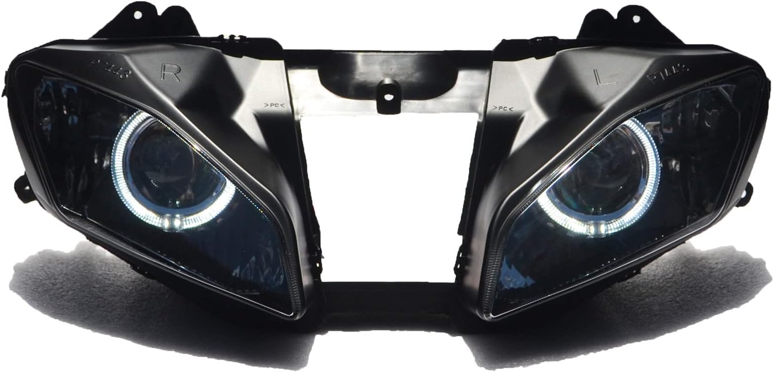 Amazon.com: LED White Angel Halo Headlight Assembly For Yamaha YZF R6 ...
