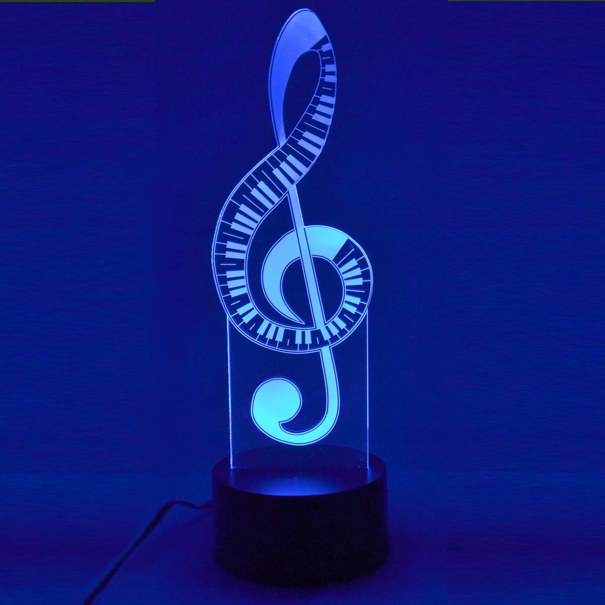 G Clef Piano Design - 3D LED LAMP Optical Illusion Light with 7 Color ...