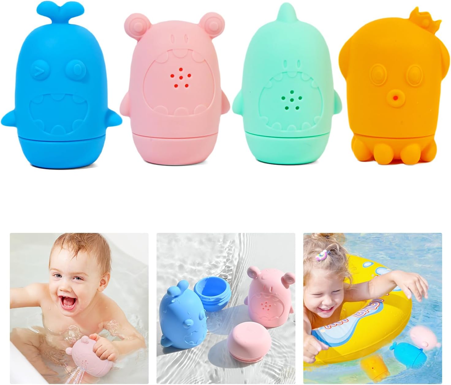 AMCHSURI Silicone Baby Bath Toys , Mold Free Water Toys for Toddlers 1 ...