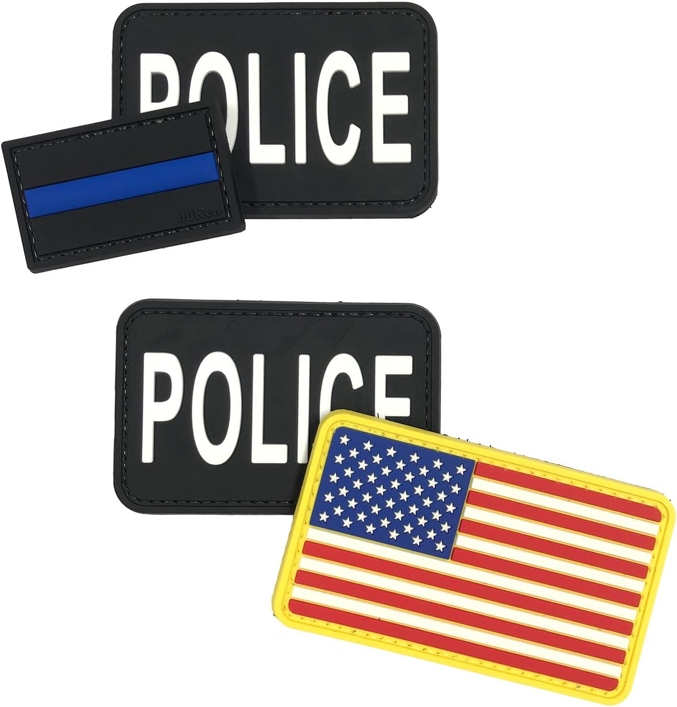 Amazon.com: uuKen 4 Pcs Police PVC Patches with Hook Fastener Back 3"×2" for Hats Caps Vests ...