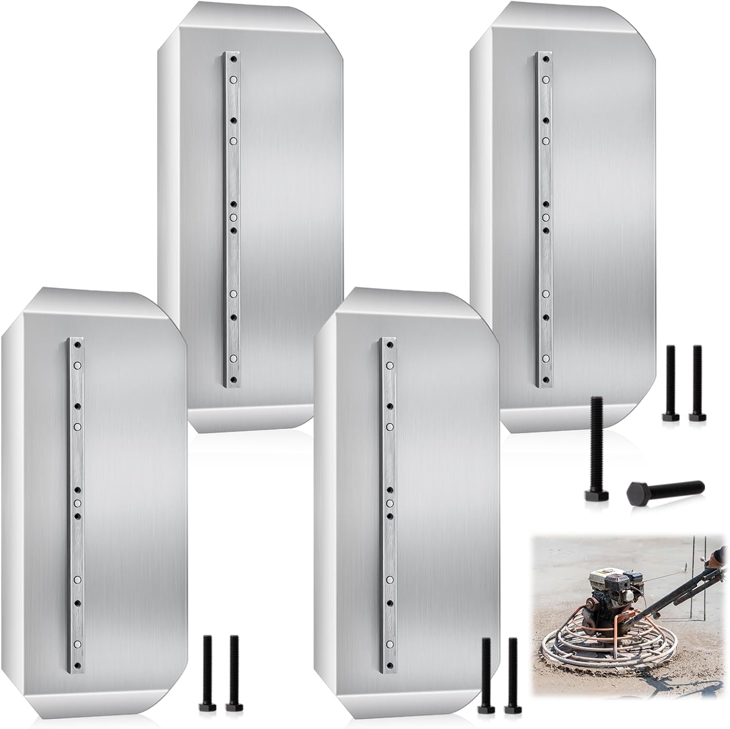 Lanties 4 Pcs Trowel Blades 8" x 18" Stainless Steel Combination Blade ...