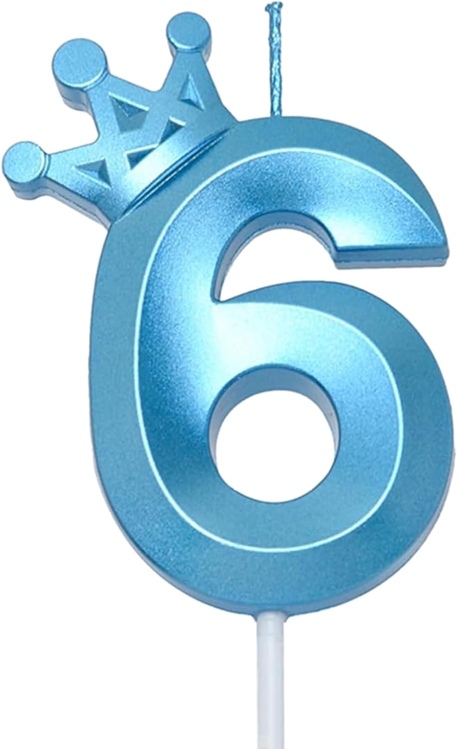 Amazon.com: Blue Number 6 Birthday Cake Candle, 3D Shape Crown Birthday ...