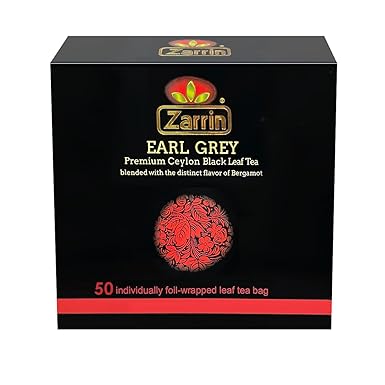 Amazon.com : Zarrin - Earl Grey Premium Ceylon Black Leaf Tea, 50 Foil ...