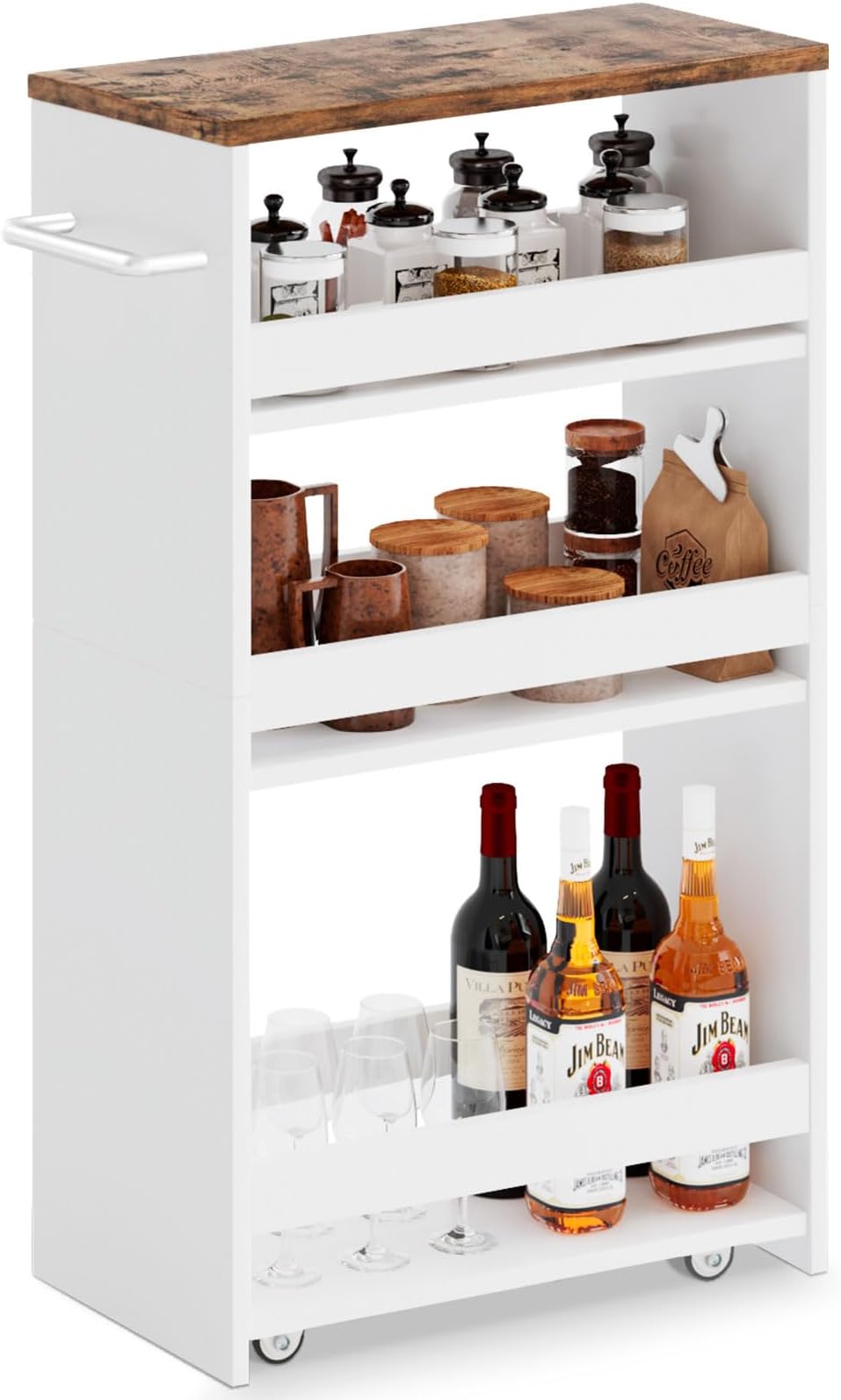 Amazon.com: Tribesigns Slim Storage Cart, Rolling Narrow Kitchen Cart ...