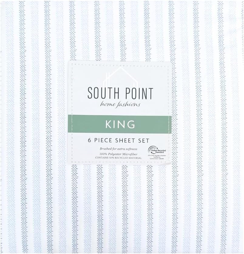 Amazon.com: South Point Home Fashions 6-Piece Printed Sheet Set - Queen ...