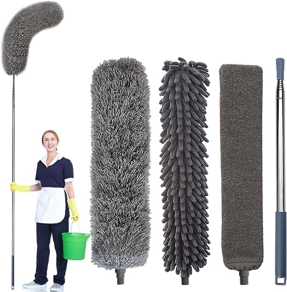 Whixant 100'' Microfiber Feather Duster 4pcs - Extendable & Bendable ...