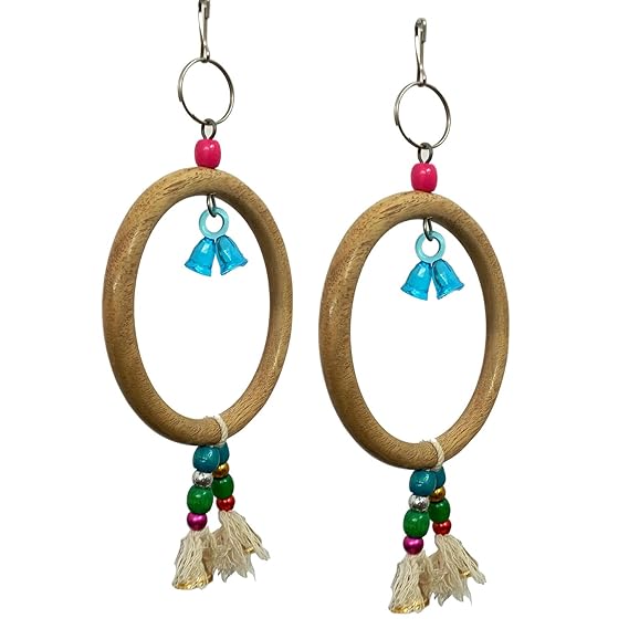 Jainsons Pet Products 2pcs Natural Wooden Ring Perch for Cage Playful ...