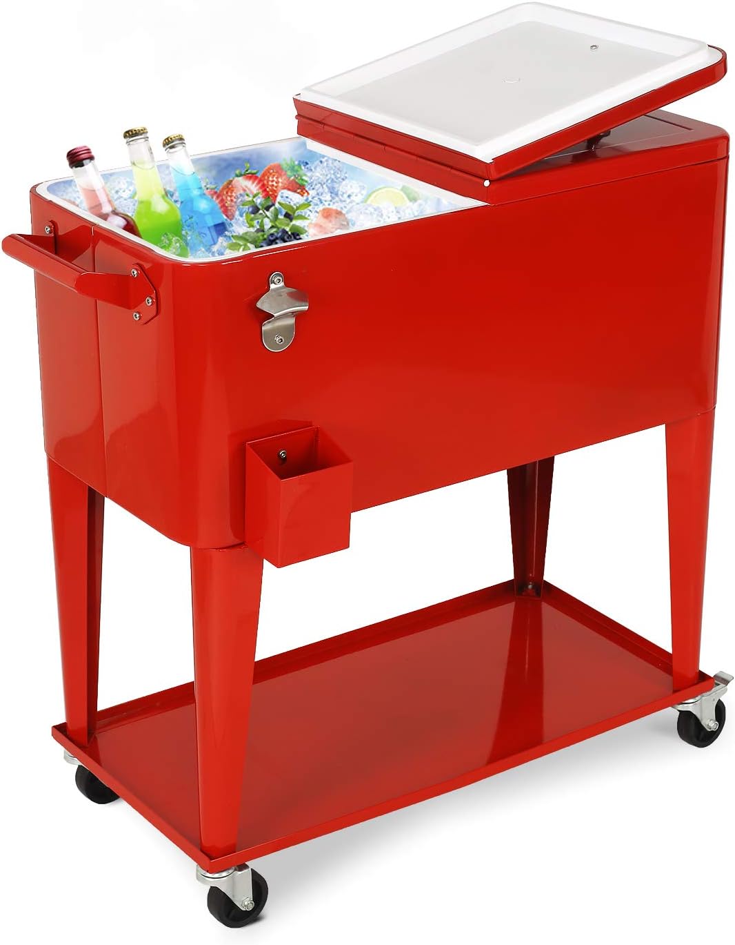 Amazon.com : Outsunny 80 QT Rolling Ice Chest Portable Patio Party ...