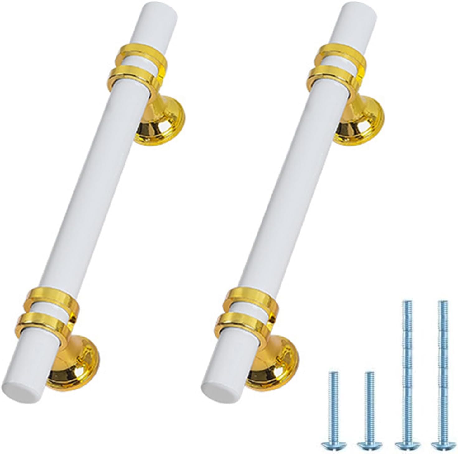 Rovanboao 10 Pack | 5 Inch Two Tone Cabinet Pulls Matte White and Gold ...