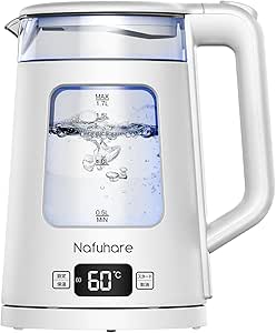 Amazon | 【Nafuhareオリジナル】 電気ケトル ガラス 1.7L 1200W 5色ライト付き 電気ポット 温度調節 保温機能 湯沸かしケトル 湯沸かしポット 空焚き防止機能 自動 ...