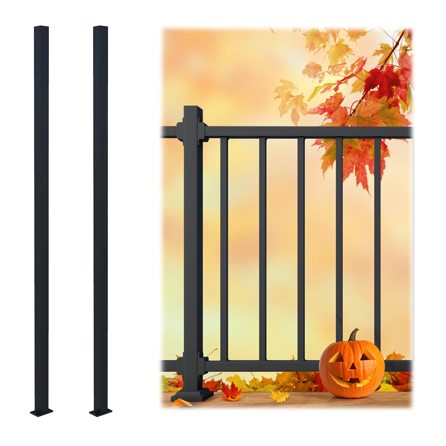Snapklik.com : CHR Fence & Rail Handrail Post, 2pcs 60" Wrought Iron ...