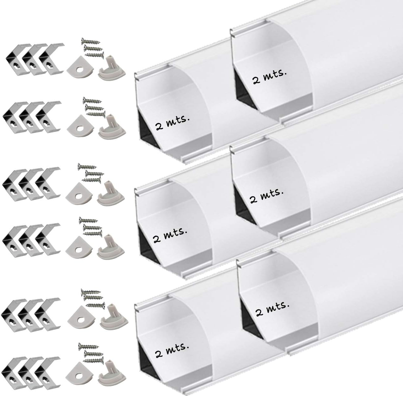 Angdarun Profilé LED Aluminium 6×1M, 45 Degrés en Forme de V pour Bande ...