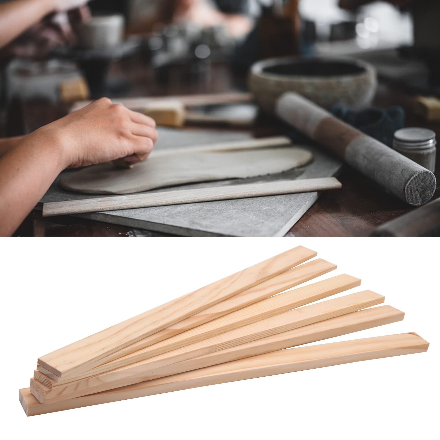 Hausdec 6PCS/Set Mud-Rolling Stick Guide Mudboard Guide Wooden Strips ...