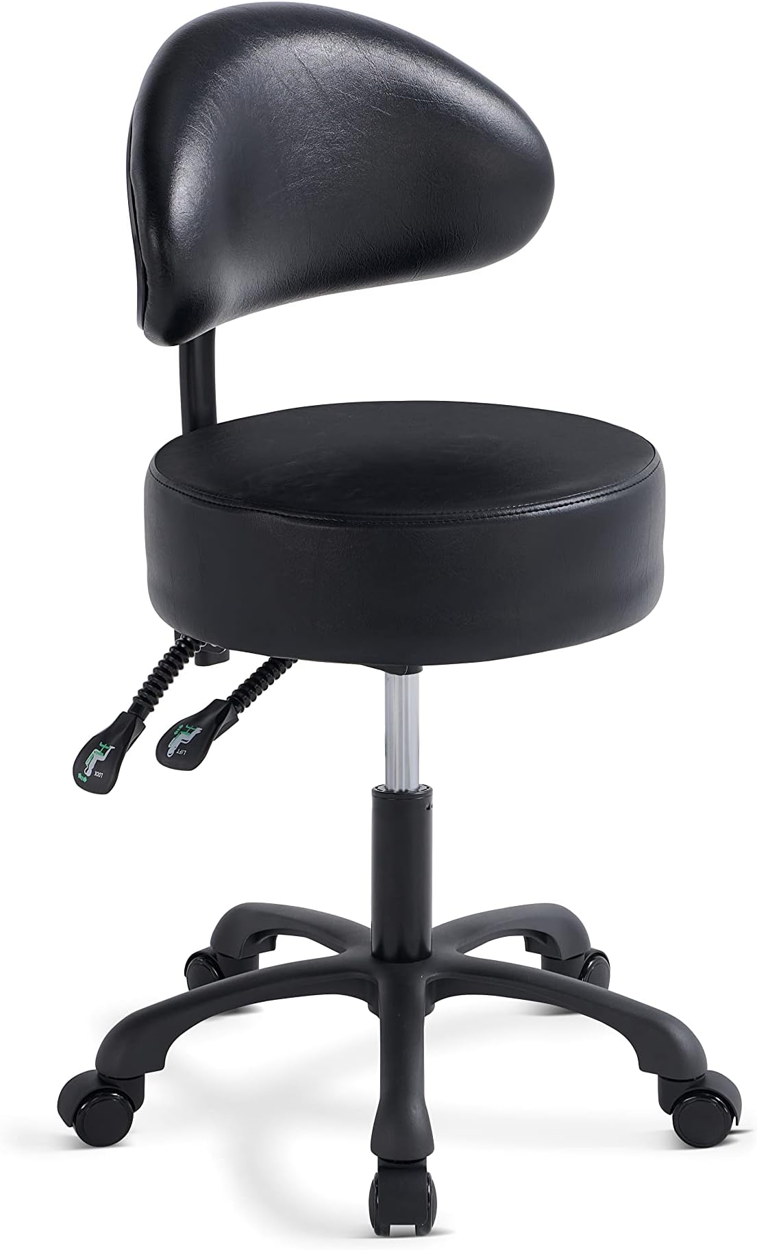 Amazon.com: Lilfurni Swivel Rolling Stool Round Chair,Thick Sturdy ...