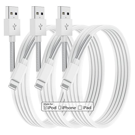 Amazon.com: Long Apple iPhone Charger 10 ft, Apple MFI Certified 3Pack ...