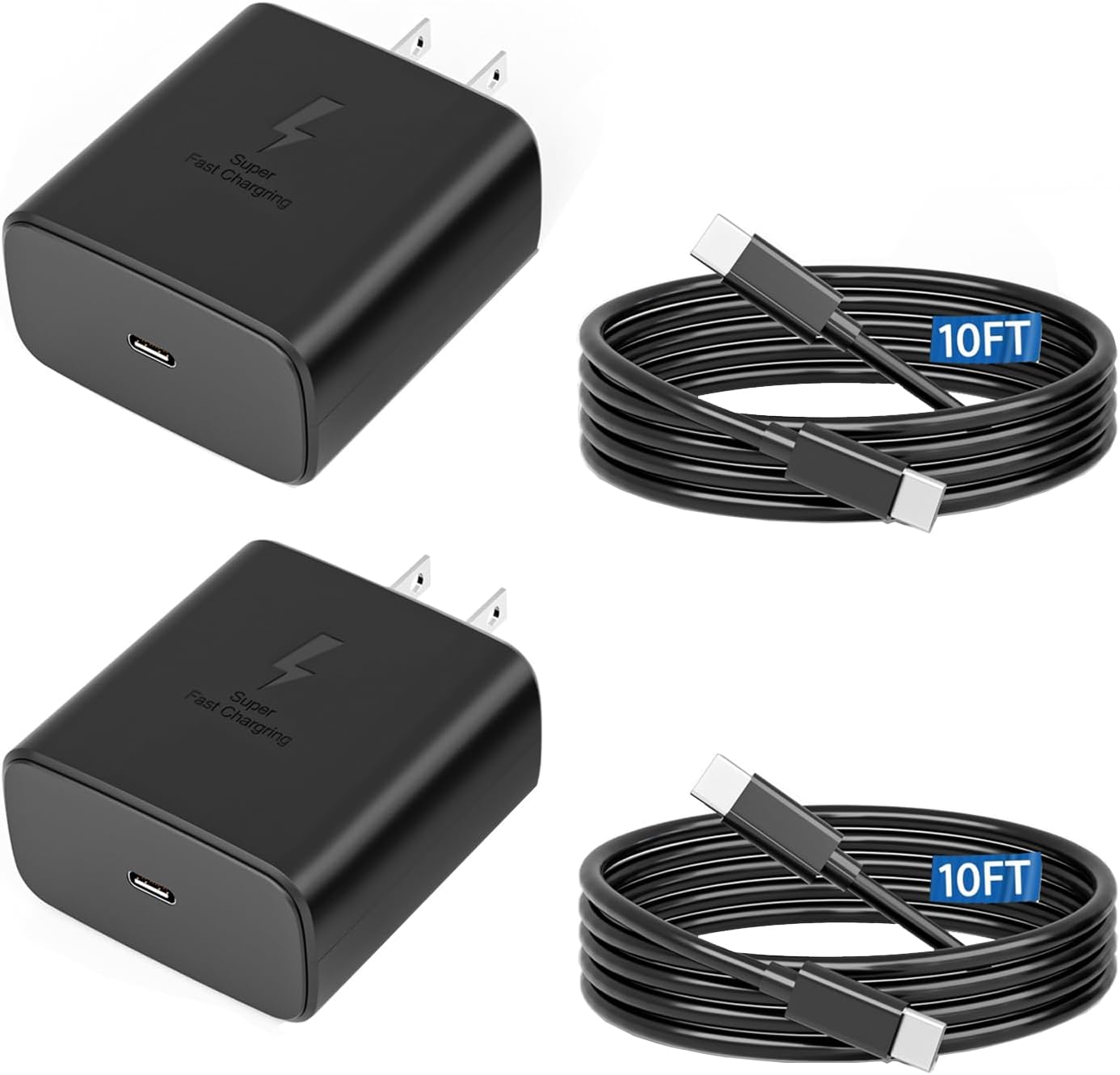 Amazon.com: 2025 New 45W Super Fast Charger Type C 3.0 2 Pack with 10FT ...