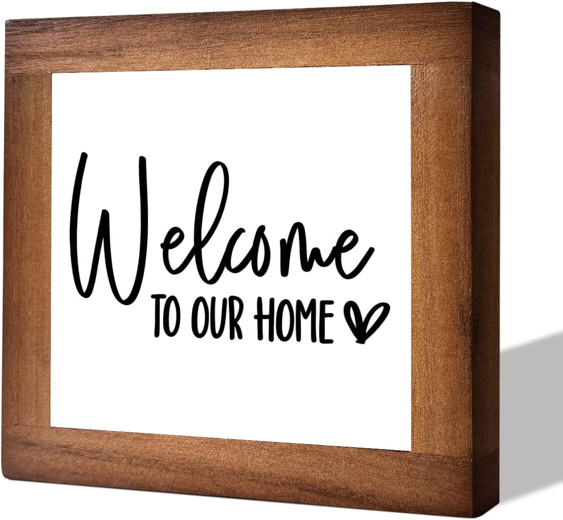 Amazon.com: Welcome Sign, Wooden Box Signs for Home Decor, Freestanding ...