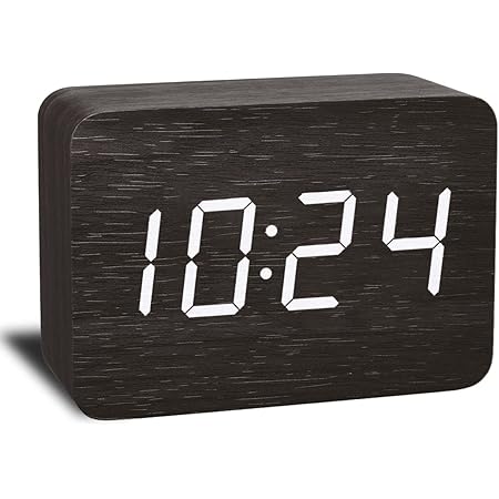 Amazon.com: JALL Digital Alarm Clock, with Wooden Electronic LED Time ...