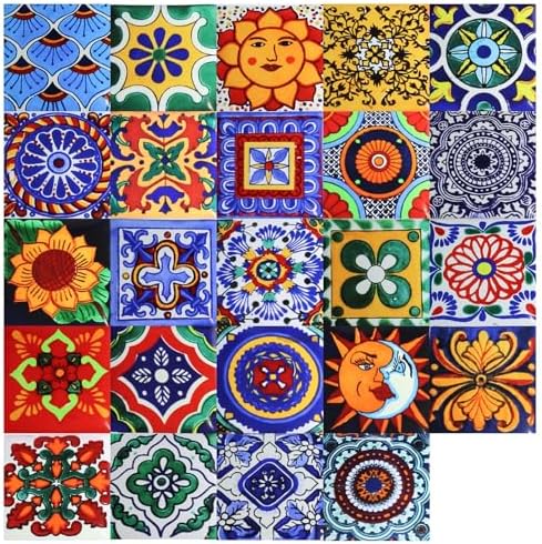 Moroccan Tile Stickers, 24 Pcs Vintage Floor Kitchen Wall Tiles Self ...