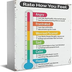 Amazon.com: Rate How You Feel Kids Thermometer Feelings Chart For ...