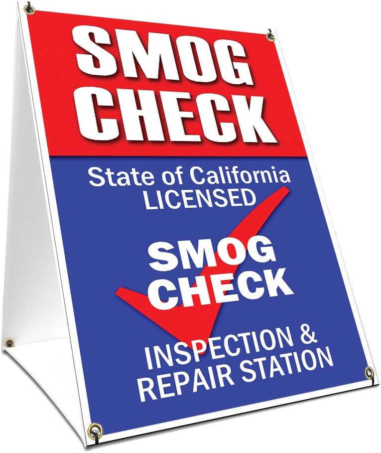 Amazon.com : A-Frame Sidewalk Smog Check Sign with Graphics On Each ...