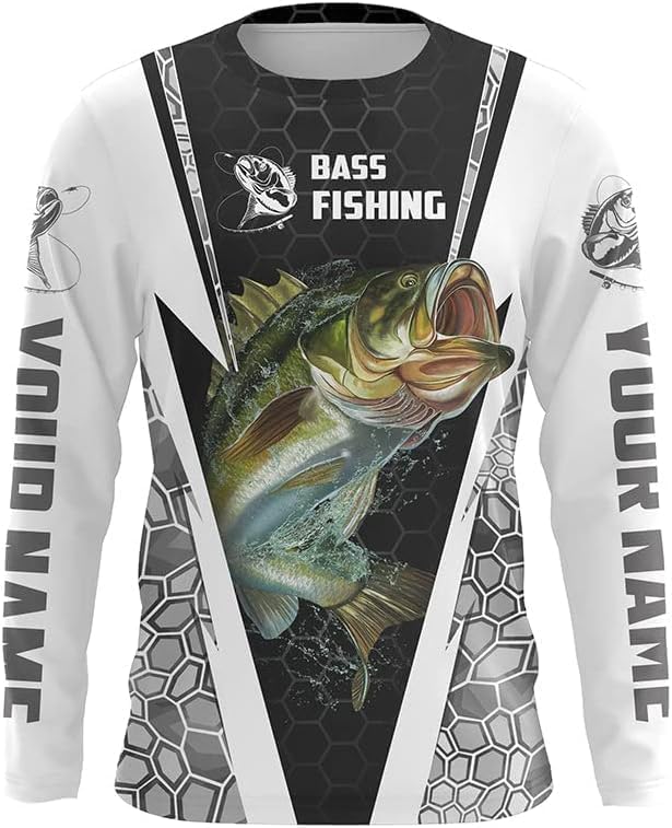 Amazon.com: Personalized Bass Fishing Long Sleeve Shirts for Men ...