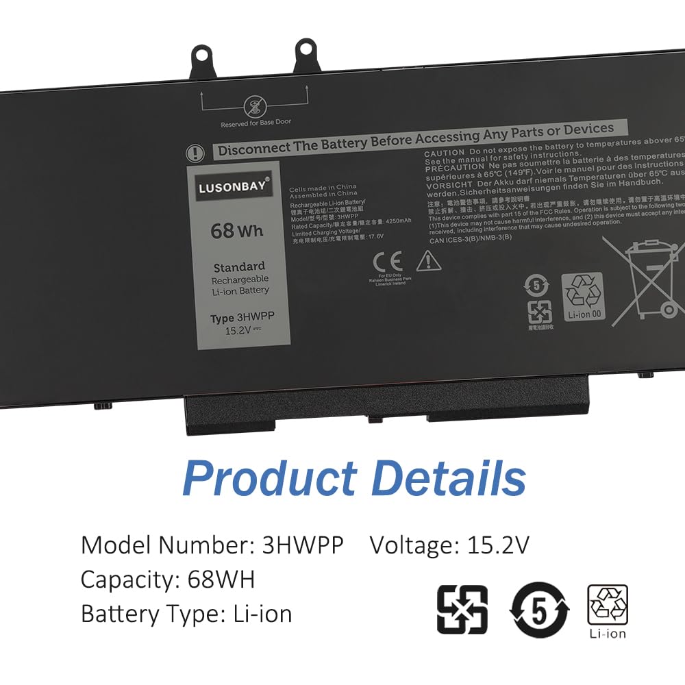 3HWPP Laptop Battery for Dell Latitude 5410 5501 5401 5411 5511 ...