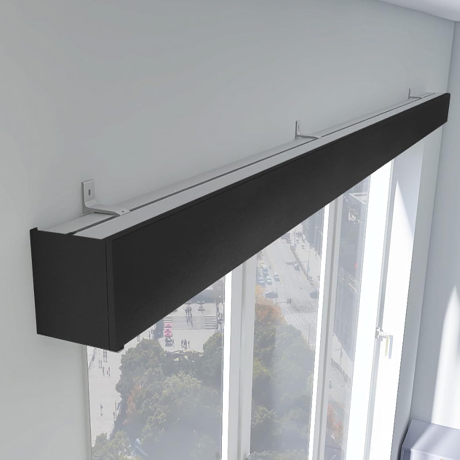 Triple Track Curtain System with Valance, Metal Pelmets for Wall ...