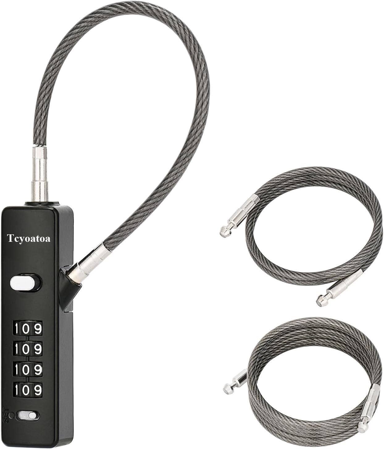 Tcyoatoa Cable Locks with Combination, Steel Cable Rope 4-Digit ...