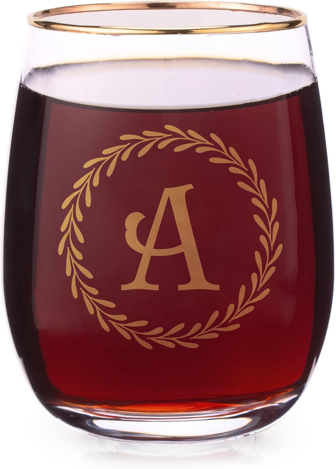 Amazon.com | 14 Ounce Classic Crystal Stemless Wine Glass,A-Z ...