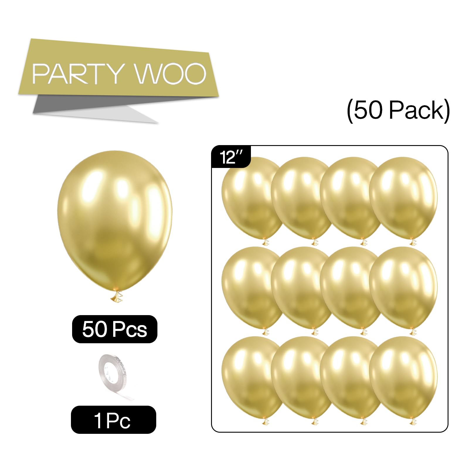 Snapklik.com : Metallic Gold Balloons 50 Pcs 12 Inch Light Gold ...