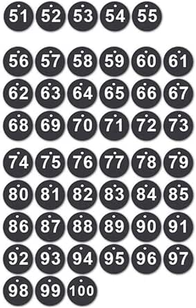 Amazon.com: Numbers Tags 1-50/51-100, 35mm Round Numbered Tags Plastic ...